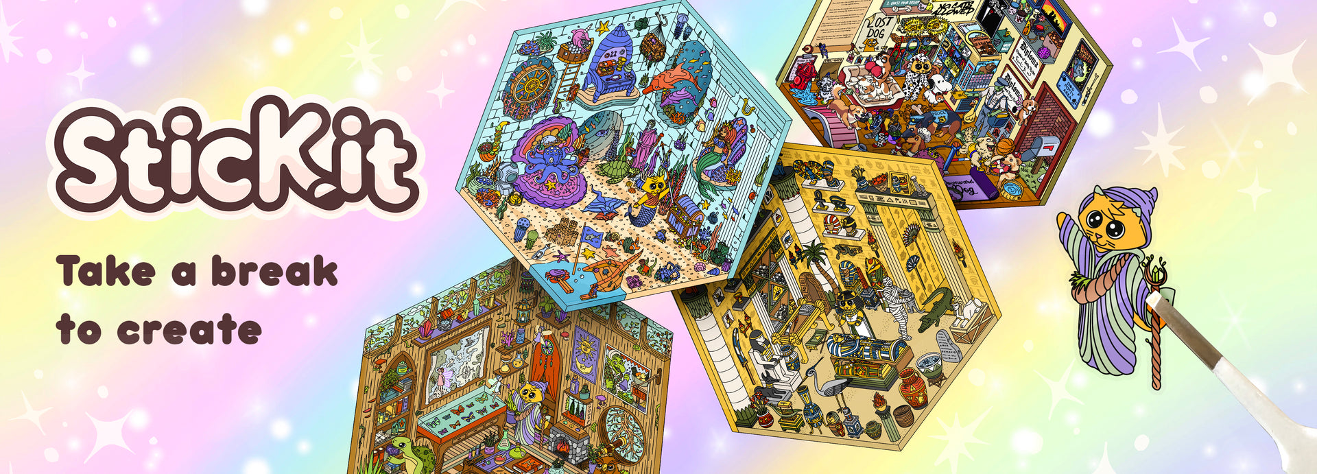 SticKit—Isometric Sticker Mini-Room Decorating Kits for All Creators